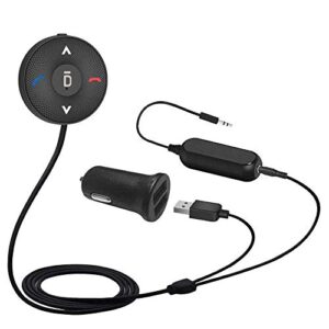 besign bluetooth 4.1 car kit for handsfree talking and music streaming, wireless audio receiver with dual port usb car charger and ground loop noise isolator for car with 3.5mm aux input port