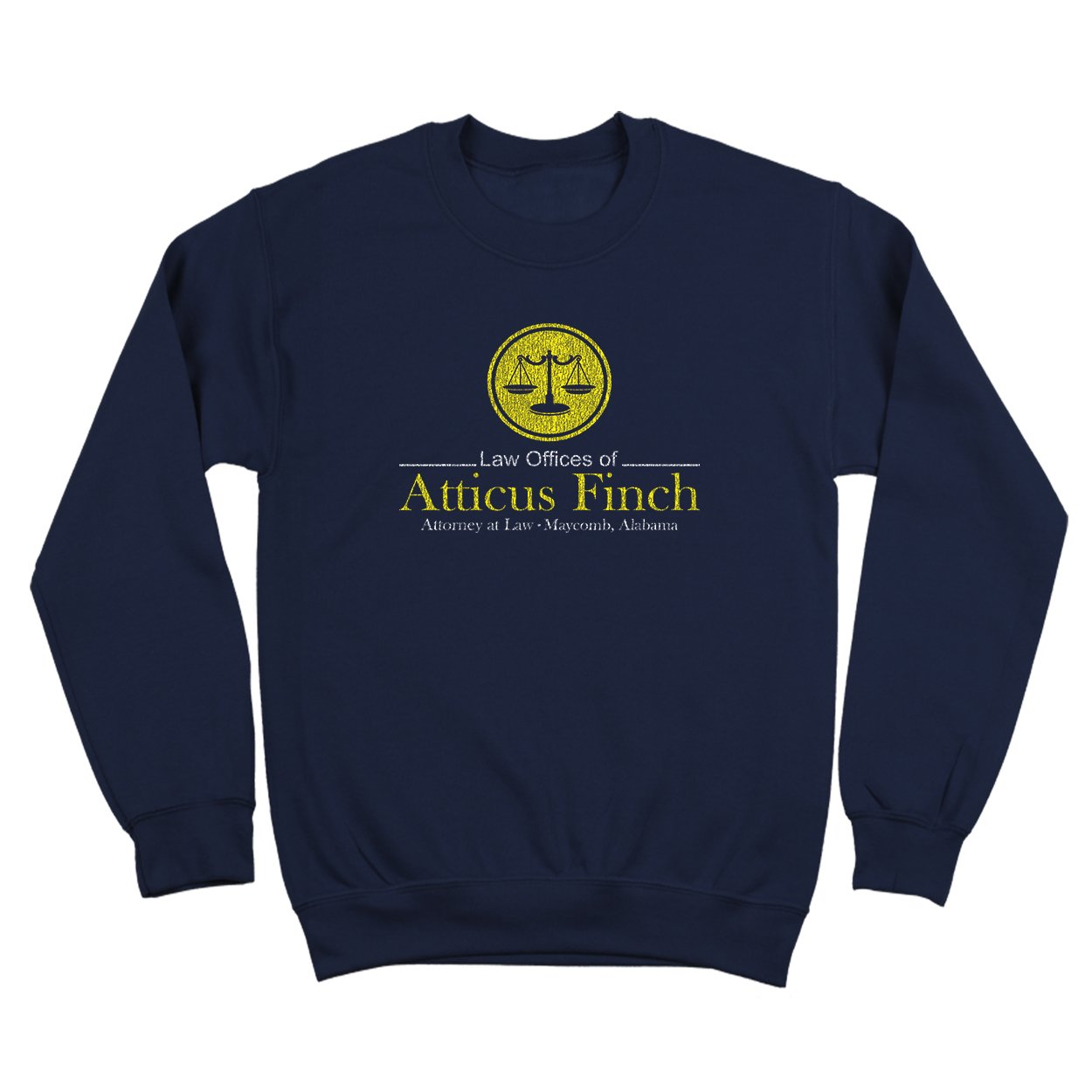 Atticus Finch Law Offices Funny Retro Classic Book Humor Mens Sweatshirt Medium Navy