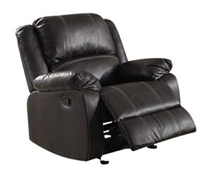 acme zuriel faux leather rocker recliner in black