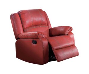 acme zuriel rocker recliner in red pu