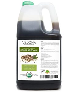 velona hemp seed oil usda certified organic - 1 gallon / 128 fl oz | 100% pure and natural carrier oil | unrefined, cold pressed | hair, body, face & skin care | use today - enjoy results