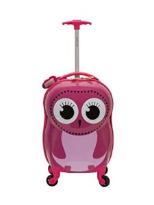 rockland jr. kids' my first hardside spinner luggage, telescoping handles, owl, carry-on 19-inch