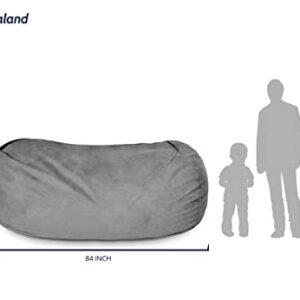 Lumaland Luxurious Giant 7ft Bean Bag Chair with Microsuede Cover - Ultra Soft, Foam Filling, Washable Jumbo Sofa for Kids, Teenagers, Adults Sack Dorm, Family Room Dark Grey