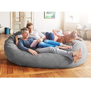 Lumaland Luxurious Giant 7ft Bean Bag Chair with Microsuede Cover - Ultra Soft, Foam Filling, Washable Jumbo Sofa for Kids, Teenagers, Adults Sack Dorm, Family Room Dark Grey