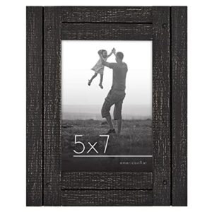 americanflat 5x7 picture frame with polished, crystal clear glass - hampton collection - distressed wood gallery picture frames for tabletop and wall display - charcoal black