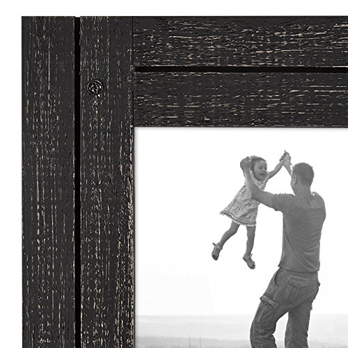 Americanflat 5x7 Picture Frame with Polished, Crystal Clear Glass - Hampton Collection - Distressed Wood Gallery Picture Frames for Tabletop and Wall Display - Charcoal Black