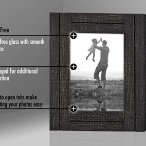 Americanflat 5x7 Picture Frame with Polished, Crystal Clear Glass - Hampton Collection - Distressed Wood Gallery Picture Frames for Tabletop and Wall Display - Charcoal Black