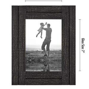 Americanflat 5x7 Picture Frame with Polished, Crystal Clear Glass - Hampton Collection - Distressed Wood Gallery Picture Frames for Tabletop and Wall Display - Charcoal Black