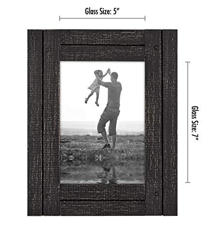 Americanflat 5x7 Picture Frame with Polished, Crystal Clear Glass - Hampton Collection - Distressed Wood Gallery Picture Frames for Tabletop and Wall Display - Charcoal Black