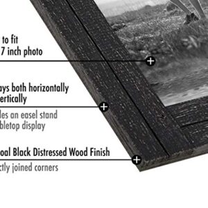 Americanflat 5x7 Picture Frame with Polished, Crystal Clear Glass - Hampton Collection - Distressed Wood Gallery Picture Frames for Tabletop and Wall Display - Charcoal Black