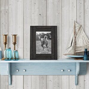 Americanflat 5x7 Picture Frame with Polished, Crystal Clear Glass - Hampton Collection - Distressed Wood Gallery Picture Frames for Tabletop and Wall Display - Charcoal Black