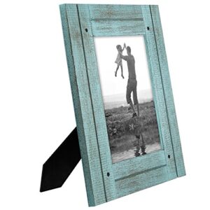 Americanflat 5x7 Picture Frame with Polished, Crystal Clear Glass - Hampton Collection - Distressed Wood Gallery Picture Frames for Tabletop and Wall Display - Charcoal Black