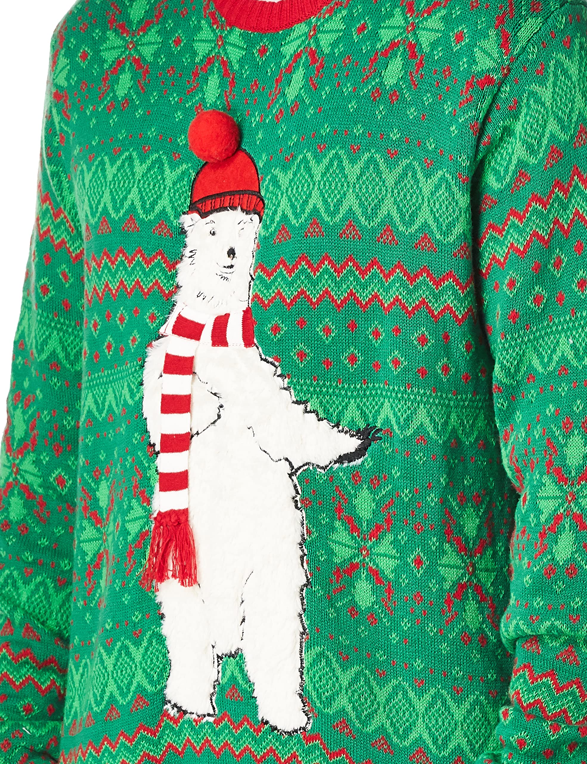 Blizzard Bay Men's Polar Bear Scarf Ugly Christmas Sweater, Green, XX-Large