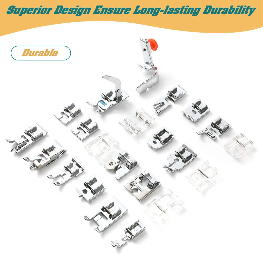 Aiskaer 48Pcs Sewing Machine Presser Feet Sewing Foot Set for Brother, Babylock, Singer, Janome, Elna, Toyota, New Home, Simplicity, Kenmore