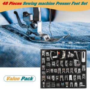 Aiskaer 48Pcs Sewing Machine Presser Feet Sewing Foot Set for Brother, Babylock, Singer, Janome, Elna, Toyota, New Home, Simplicity, Kenmore