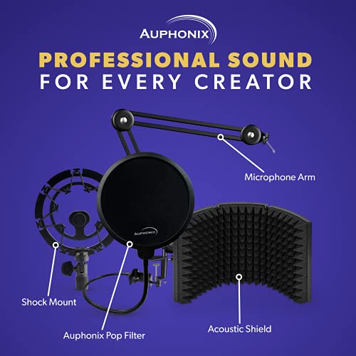 Auphonix Pro Microphone Shock Mount - Mic Holder Compatible w/Blue Yeti, Snowball & Pro Microphones