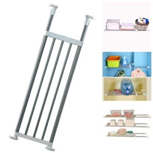 baoyouni expandable closet tension shelf rod organizer adjustable storage rack heavy duty clothes hanger metal space saving divider for bathroom kitchen cupboard wardrobe bookshelf 32''-46'', ivory