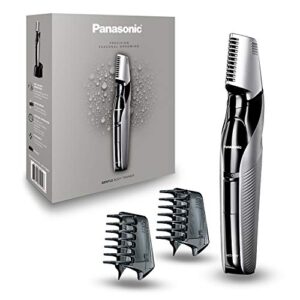 Panasonic Body Hair Trimmer for Men, Cordless Waterproof Design, V-Shaped Trimmer Head with 3 Comb Attachments for Gentle, Full Body Grooming, ER-GK60-S (Silver)