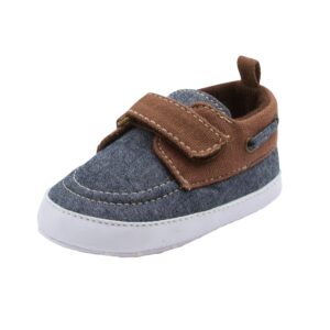 bare hugs baby boys soft infant boat shoe style loafer blue denim 3-6 months