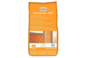 schluter all-set modified thin-set mortar - ideal for ditra and kerdi systems, suitable for ceramic, porcelain, stone tile, interior and exterior use - grey, 50 lbs - seta50g