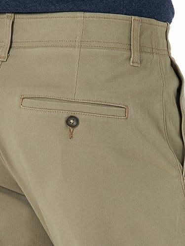 Lee Men's Extreme Motion Flat Front Relaxed Taper Pant, Khaki, 38W x 32L