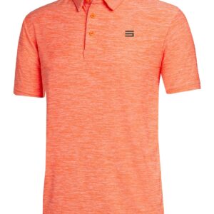 Three Sixty Six Golf Shirts for Men - Dry Fit Short-Sleeve Polo, Athletic Casual Collared T-Shirt Orange