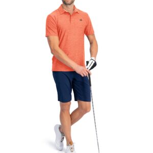 Three Sixty Six Golf Shirts for Men - Dry Fit Short-Sleeve Polo, Athletic Casual Collared T-Shirt Orange