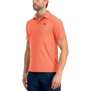 Three Sixty Six Golf Shirts for Men - Dry Fit Short-Sleeve Polo, Athletic Casual Collared T-Shirt Orange