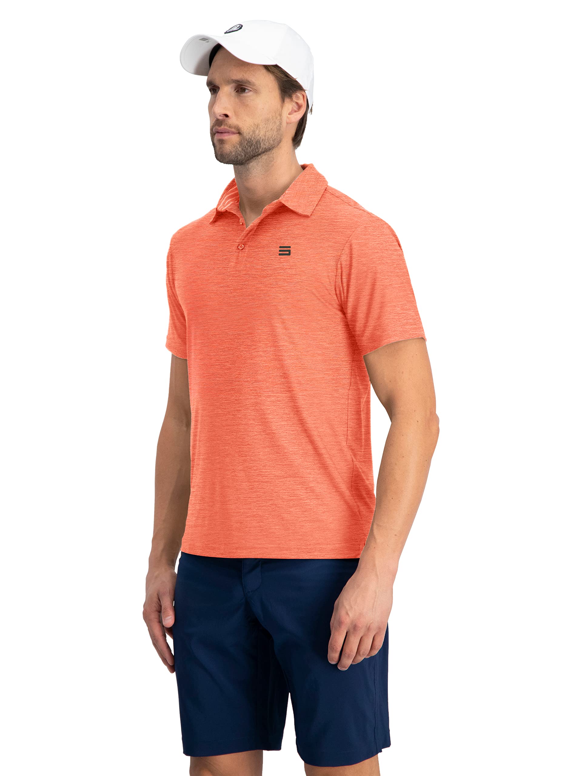 Three Sixty Six Golf Shirts for Men - Dry Fit Short-Sleeve Polo, Athletic Casual Collared T-Shirt Orange