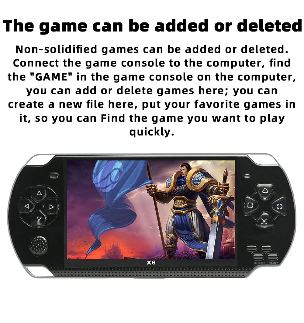 JXD Handheld Game Console 4.3 inch 8GB Built in 2000 Games for Multiple Simulators X6 Retro Video Game Console Mp3/4/Ebook TV Out Mini Hand Portable Game Player Device Holiday (Black)