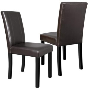 zeny dining chair set of 2, pu leather chairs modern diner chairs armless side chair with solid wood legs for home kitchen living room