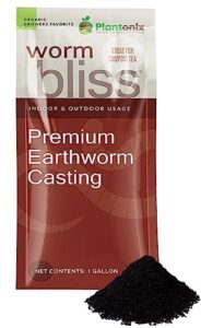 worm bliss (4 qts) - organic worm castings for plants - all natural earthworm castings for plants, flowers, & veggies - omri-listed plant fertilizer with 60+ minerals - soil amendment for plants