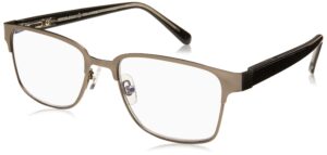 foster grant men's donovan square reading glasses, gunmetal/transparent, 53 mm, +1.00