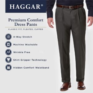 Haggar Mens Premium Comfort Classic Fit Pleat Front Reg. And Big & Tall Sizes Dress Pants, Medium Grey, 34W X 30L US