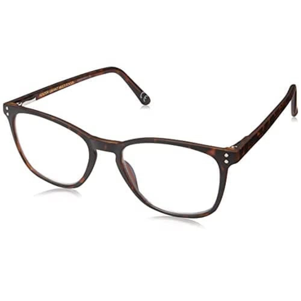 Foster Grant Camden Multifocus Rectangular Reading Glasses, Tortoise/Transparent, 51 mm + 2