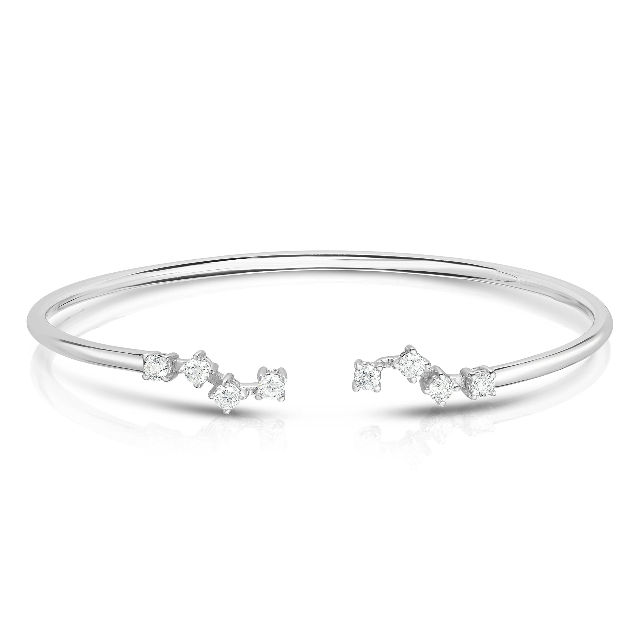 Noray Designs 14K White Gold Diamond (0.60 Ct, G-H Color, SI2-I1 Clarity) Zigzag Cuff Bangle