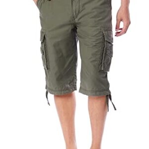 Unionbay Men's Cordova Belted Messenger Cargo Short - Reg and Big and Tall Sizes, military, 36