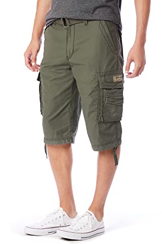 Unionbay Men's Cordova Belted Messenger Cargo Short - Reg and Big and Tall Sizes, military, 36