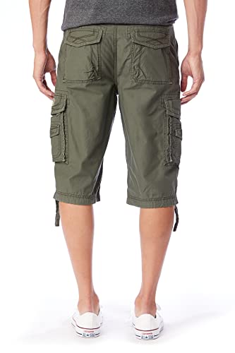 Unionbay Men's Cordova Belted Messenger Cargo Short - Reg and Big and Tall Sizes, military, 36