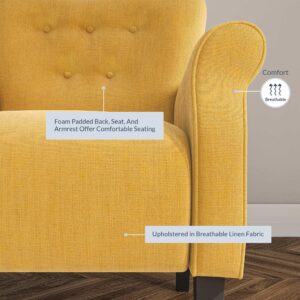 BELLEZE Modern Accent Chair for Living Room, High Back Armchair with Wooden Legs, Upholstered Wingback Chair Padded Armrest Single Sofa Club Chair for Living Room, Bedroom - Allston (Citrine Yellow)