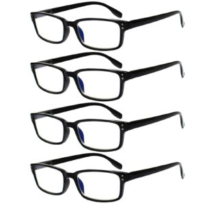 kerecsen 4 pack reading glasses for women/men spring hinges readers glasses lightweight eyeglasses (4 pack black, 1.75)