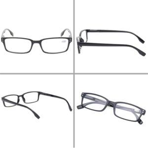 Kerecsen 4 Pack Reading Glasses for Women/Men Spring Hinges Readers Glasses Lightweight Eyeglasses (4 Pack Black, 2.00)