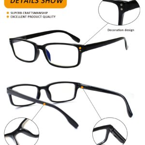 Kerecsen 4 Pack Reading Glasses for Women/Men Spring Hinges Readers Glasses Lightweight Eyeglasses (4 Pack Black, 2.00)