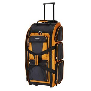 travelers club xpedition 30 inch multi-pocket upright rolling duffel bag, burnt orange, 30" suitcase