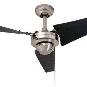 Prominence Home Almadale, 56 Inch Contemporary Indoor Ceiling Fan with No Light, Pull Chain, Modern High Performance Blades, Reversible Motor - 50330-01 (Brushed Nickel)