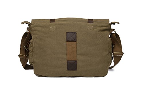 Sechunk Canvas Leather Messenger Bag Shoulder Cross Body Men Military Travel Laptop Camera Purse small-13‘’