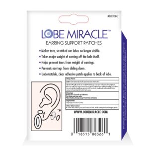 Lobe Miracle- Clear Earring Support Patches - Earring Backs For Droopy Ears - Ear Care Products for Torn or Stretched Ear Lobes (60 Patches)