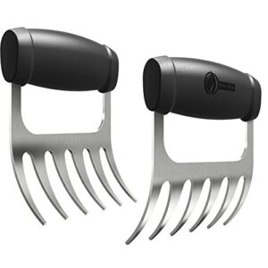 cave tools metal meat claws for shredding pulled pork, chicken, turkey, and beef- handling & carving food - barbecue grill accessories for smoker, or slow cooker - knuckle grip