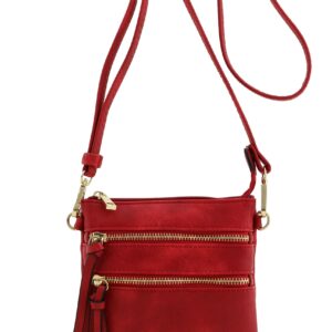 Functional Multi Pocket Crossbody Bag (Red)