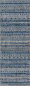 novogratz villa collection tuscany indoor/outdoor area rug, 2'7" x 7'6" runner, blue